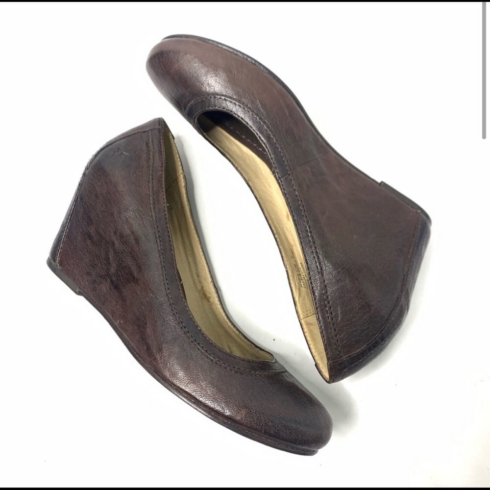 Frye Carson Wedge Pump Brown Leather Sz 9 - Gem
